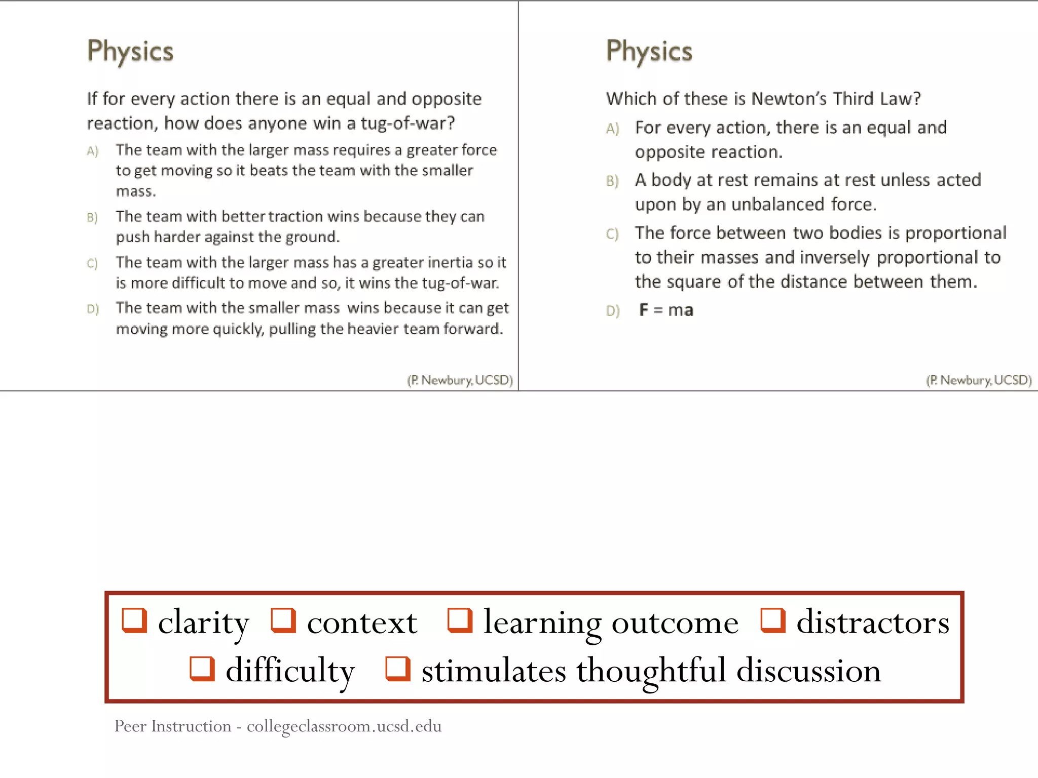 The College Classroom Wi16: Sample Peer Instruction Questions | PPT