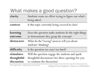 The College Classroom Wi16: Sample Peer Instruction Questions | PPT