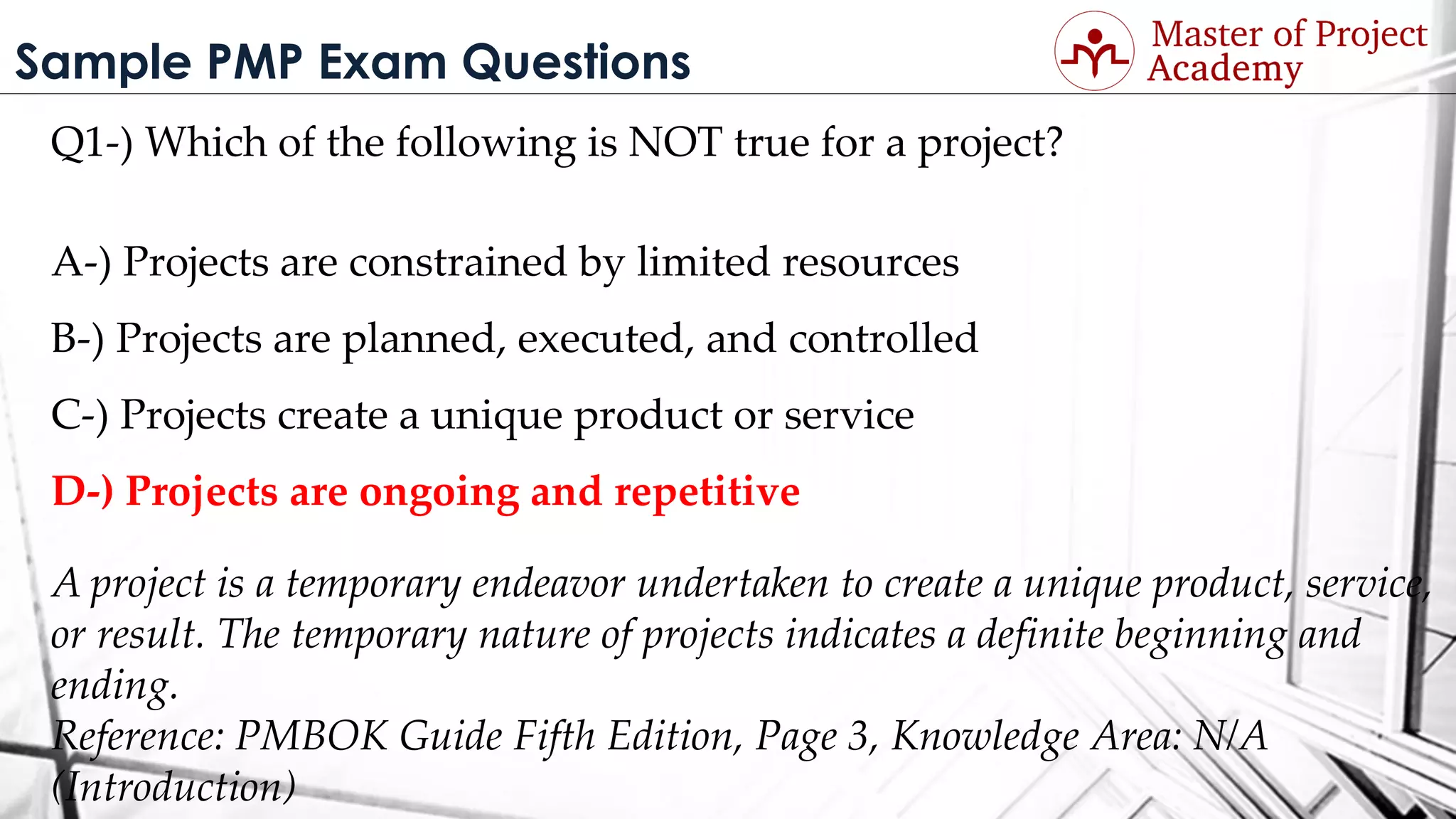 Sample Pmp Exam Questions