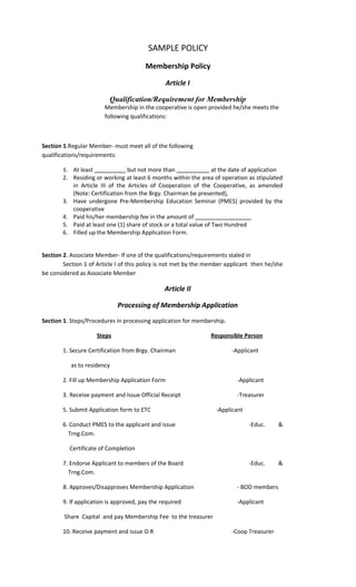 Sample policy for Cooperative | DOC