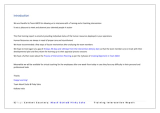 Sample post training report for Team Leaders | PDF