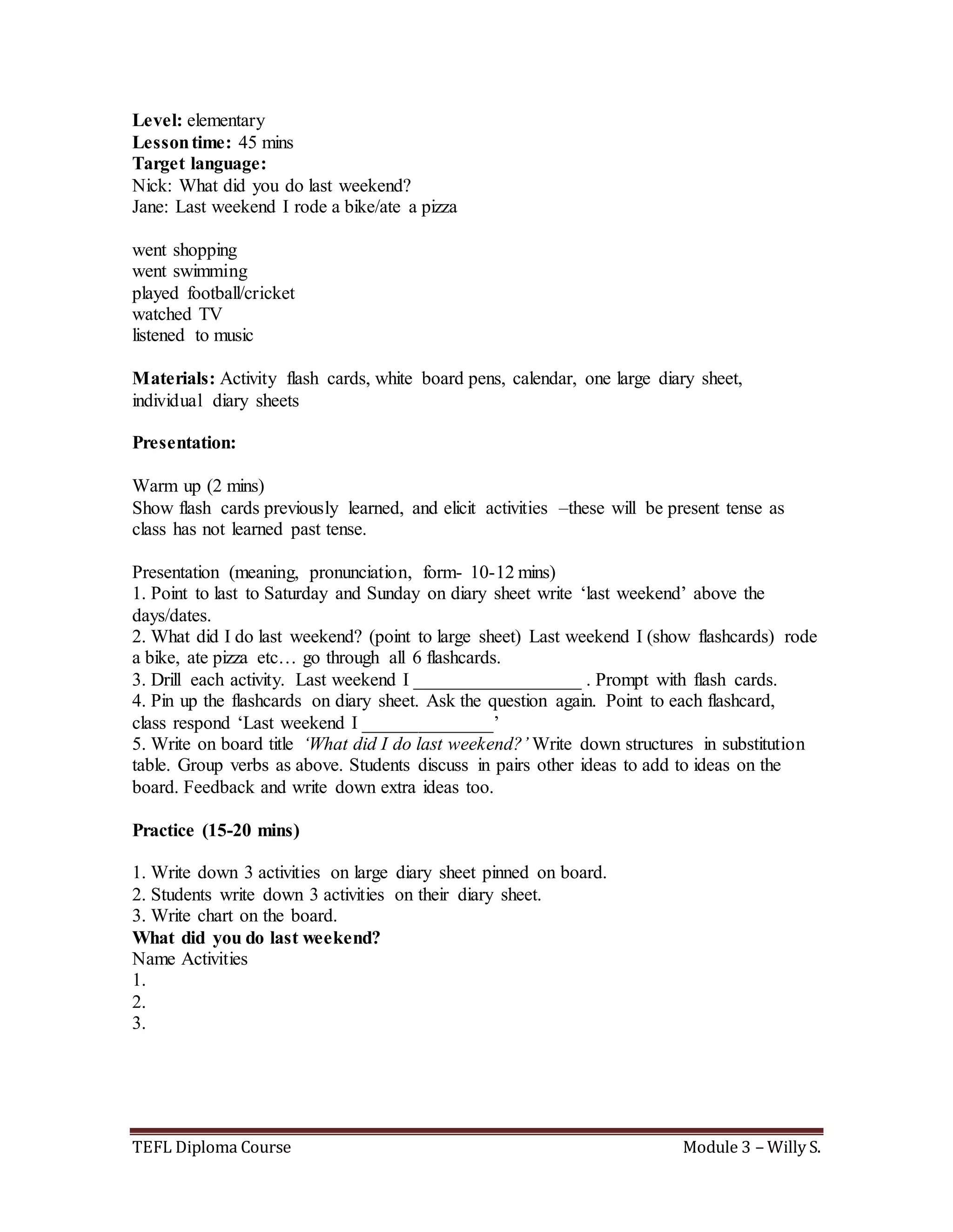 PPP sample lesson | DOCX