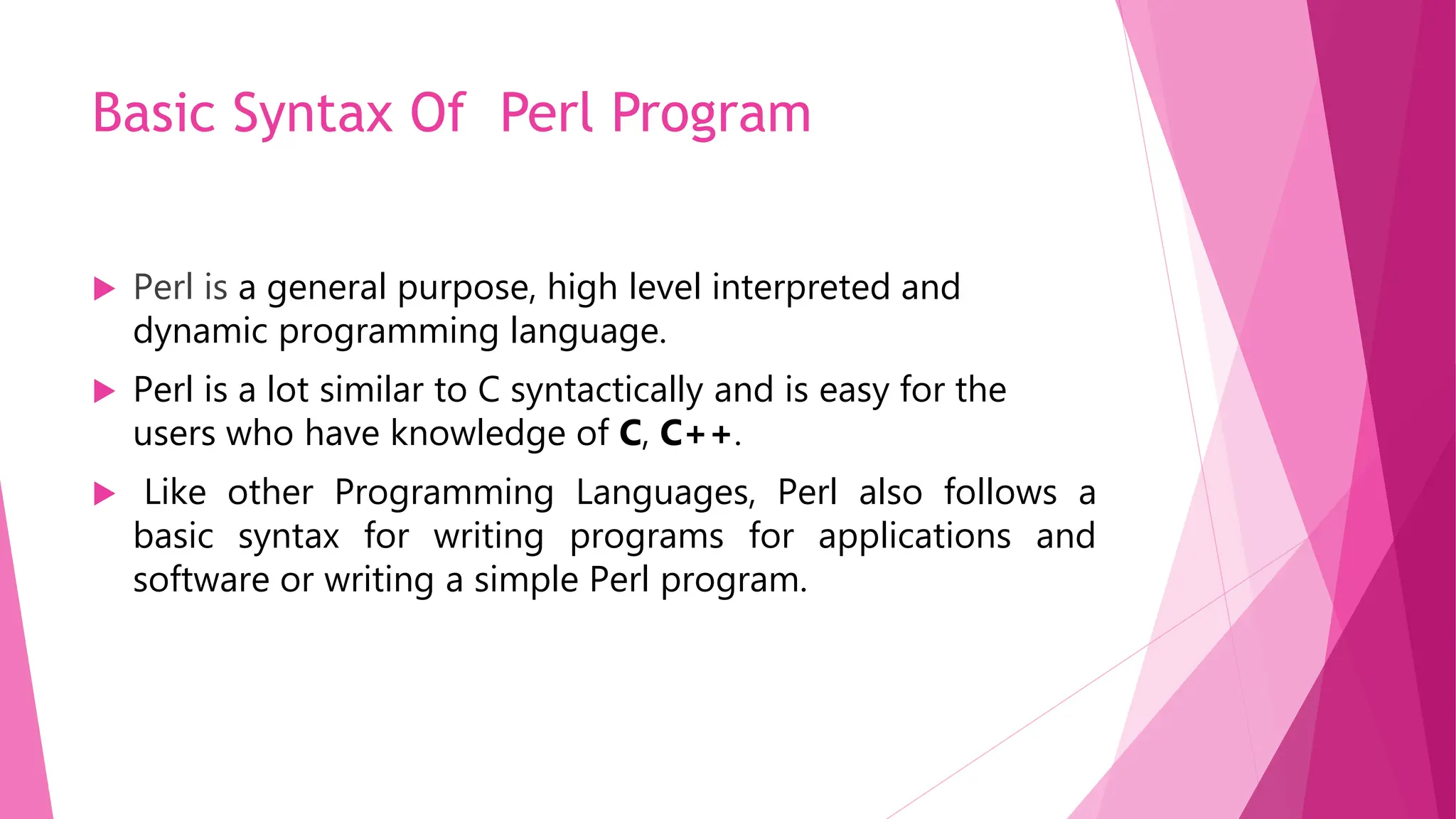 Introduction To Perl The Programming Languagepptx