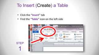 Microsoft Word: Working with Tables | PPTX