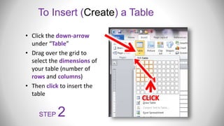 Microsoft Word: Working with Tables | PPTX