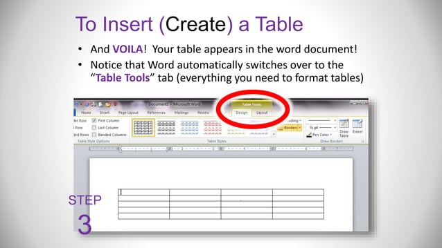 Microsoft Word: Working with Tables | PPTX