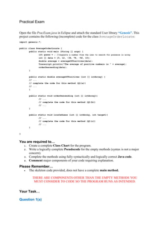 Sample prac exam2013 | PDF