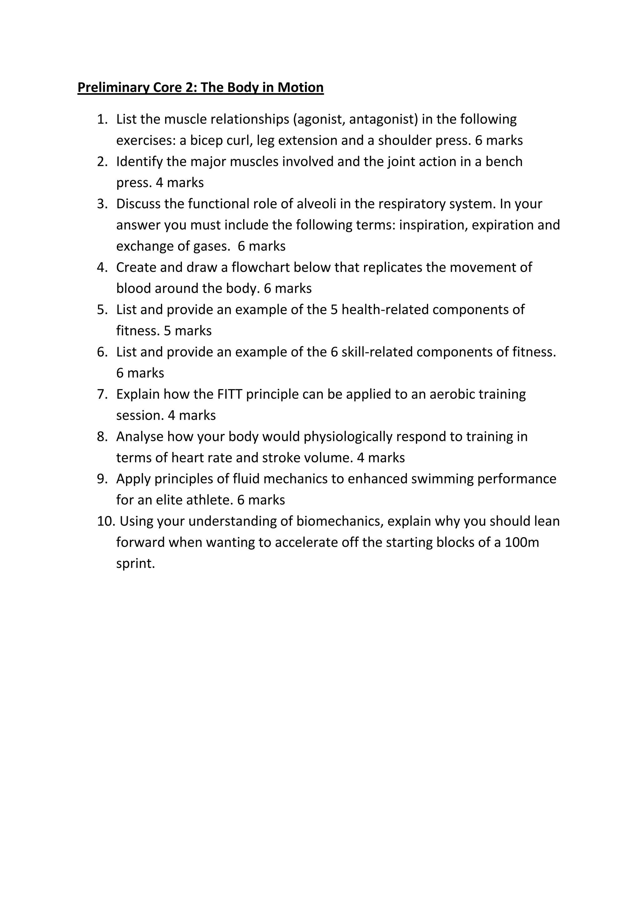 Sample preliminary pdhpe questions | PDF