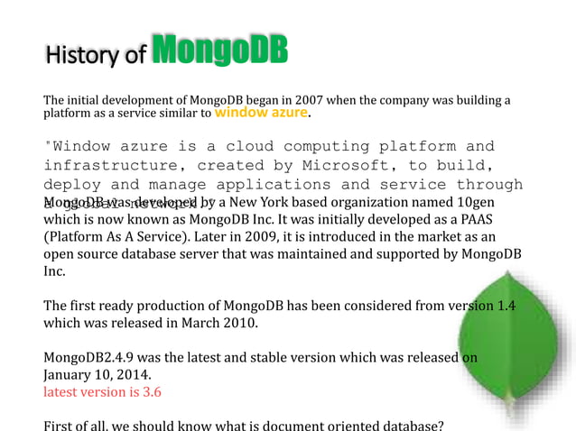 Mongodb Presentation Pptx Databases Computer Software And