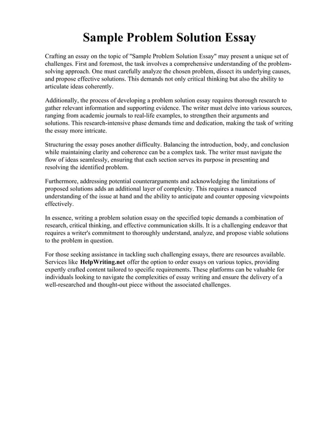 Sample Problem Solution Essay | PDF