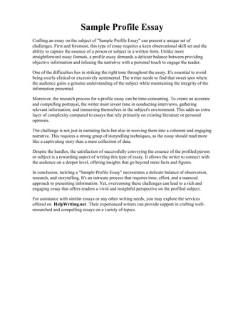 Sample Profile Essay | PDF