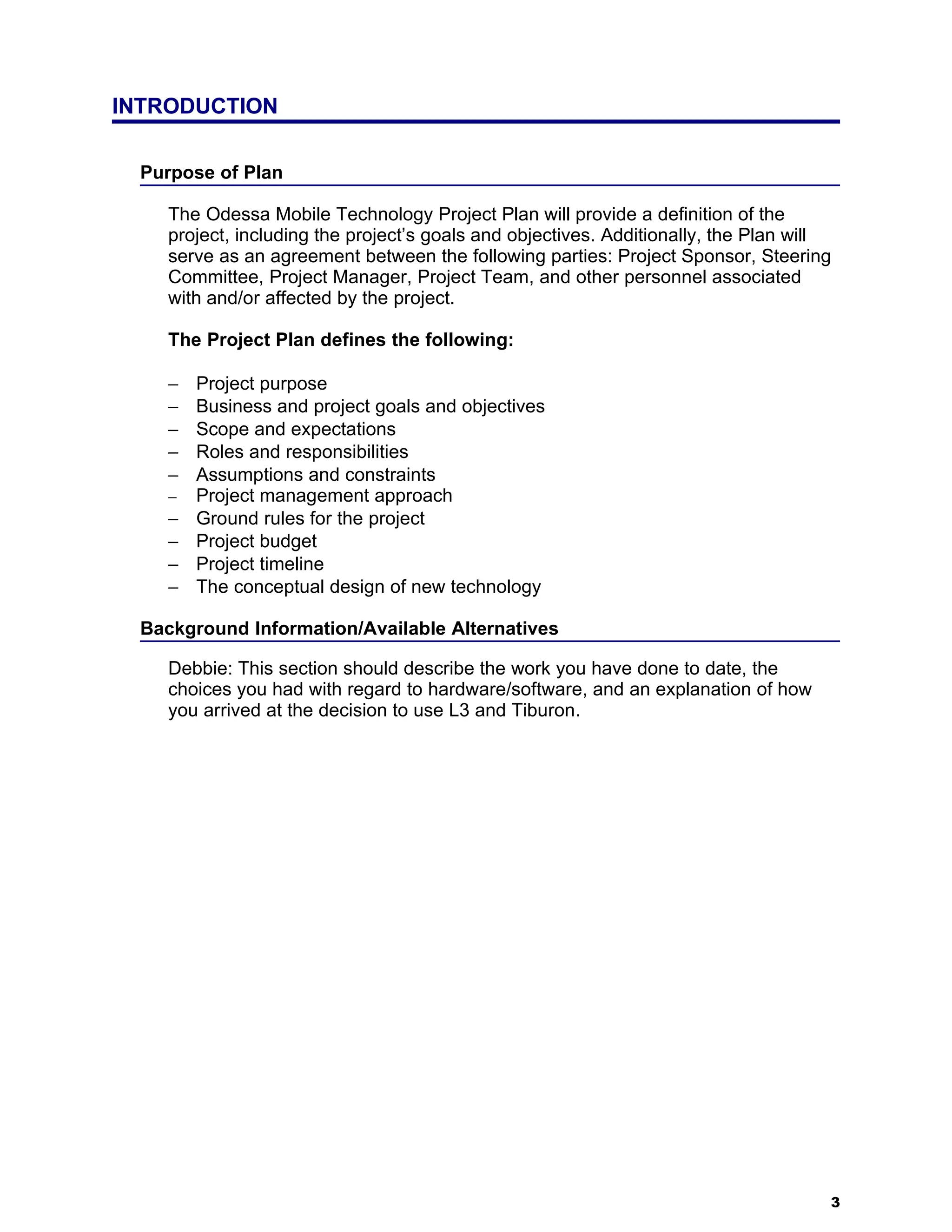 Sample project plan | PDF