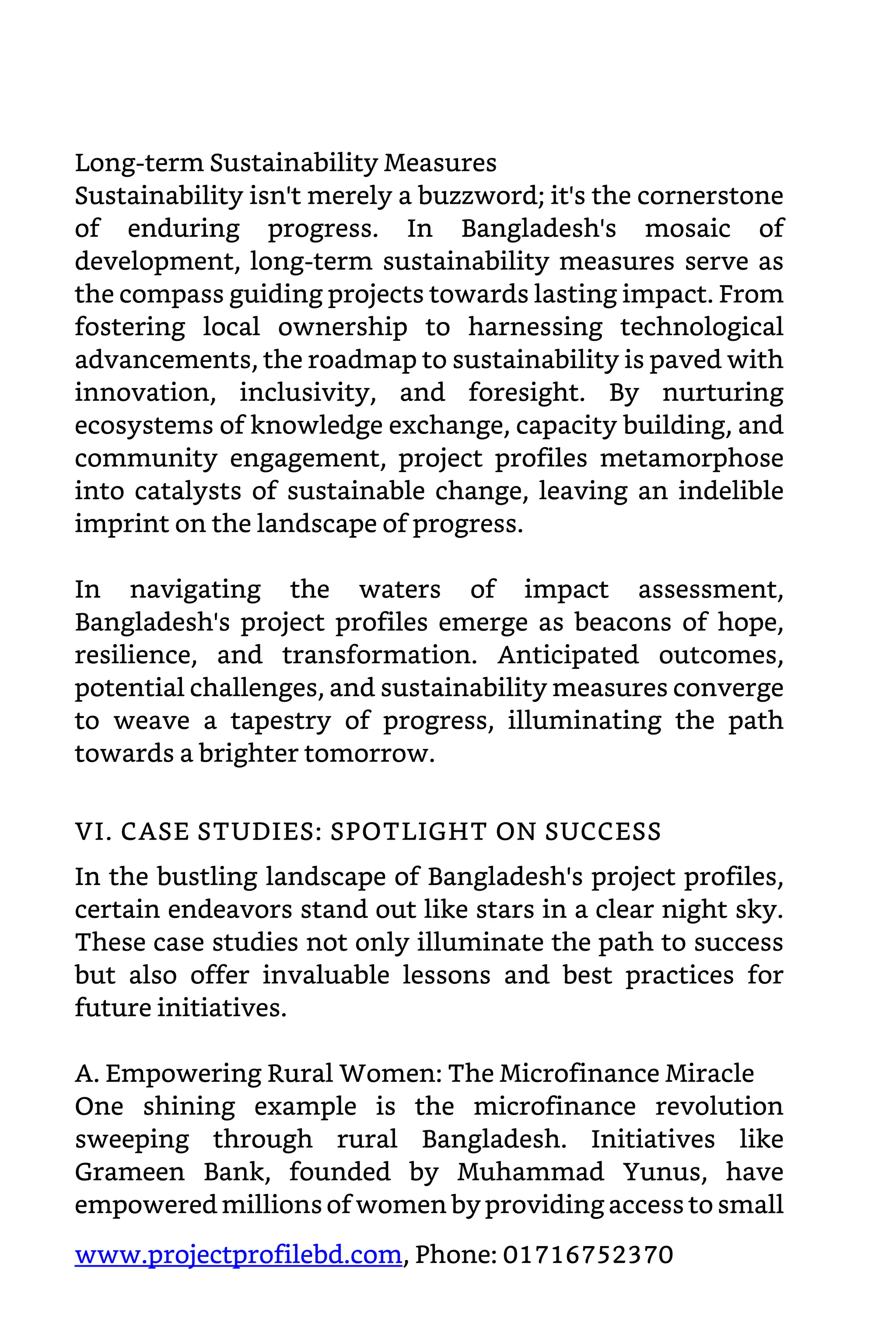 Sample Project Profile Bangladesh. Importance of project profile. | PDF