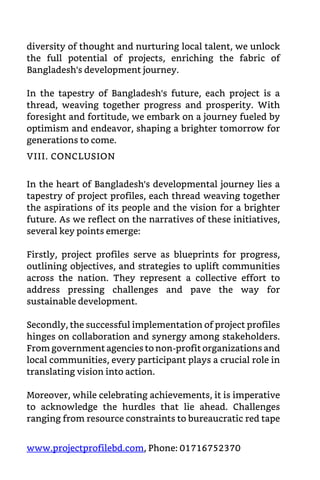 Sample Project Profile Bangladesh. Importance of project profile. | PDF