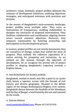 Sample Project Profile Bangladesh. Importance of project profile. | PDF