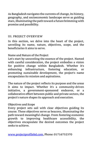 Sample Project Profile Bangladesh. Importance of project profile. | PDF