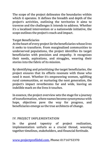 Sample Project Profile Bangladesh. Importance of project profile. | PDF