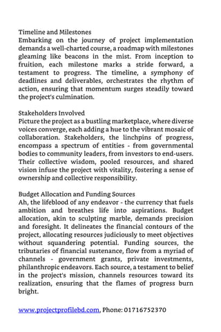 Sample Project Profile Bangladesh. Importance of project profile. | PDF