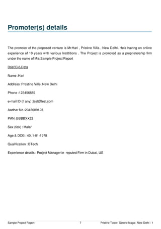 Finline sample project report for bank loan | PDF