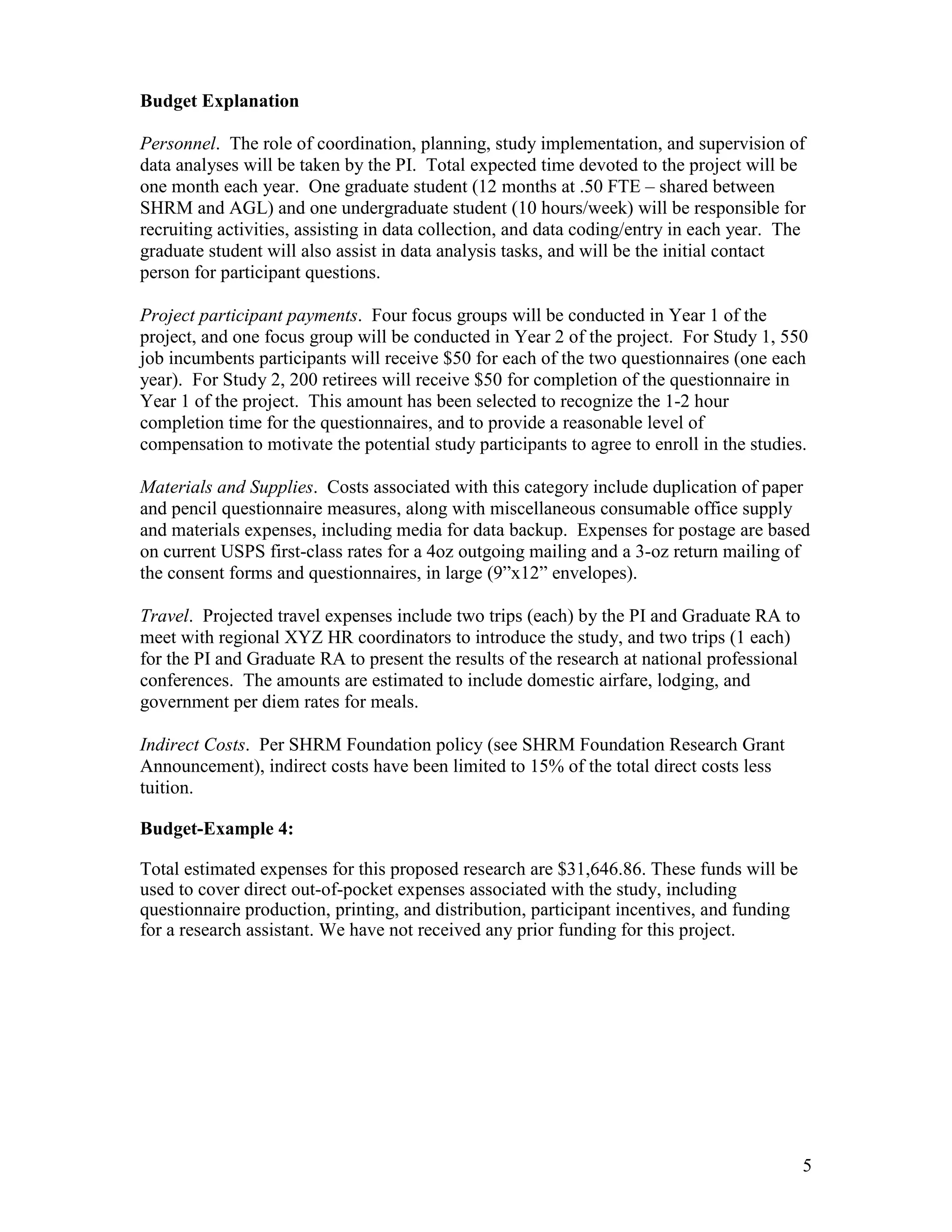 Sample proposal budgets | PDF