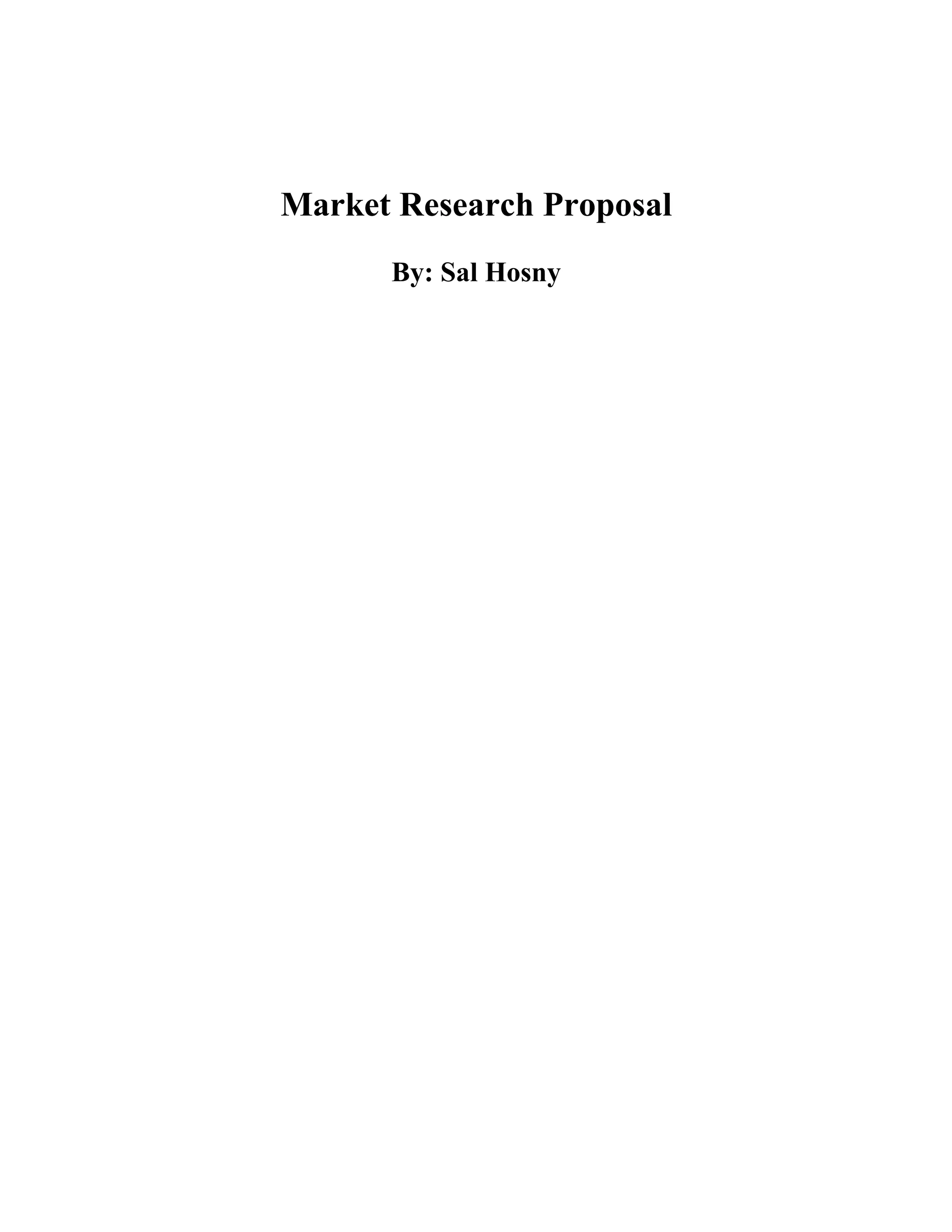 Market Research Proposal | PDF