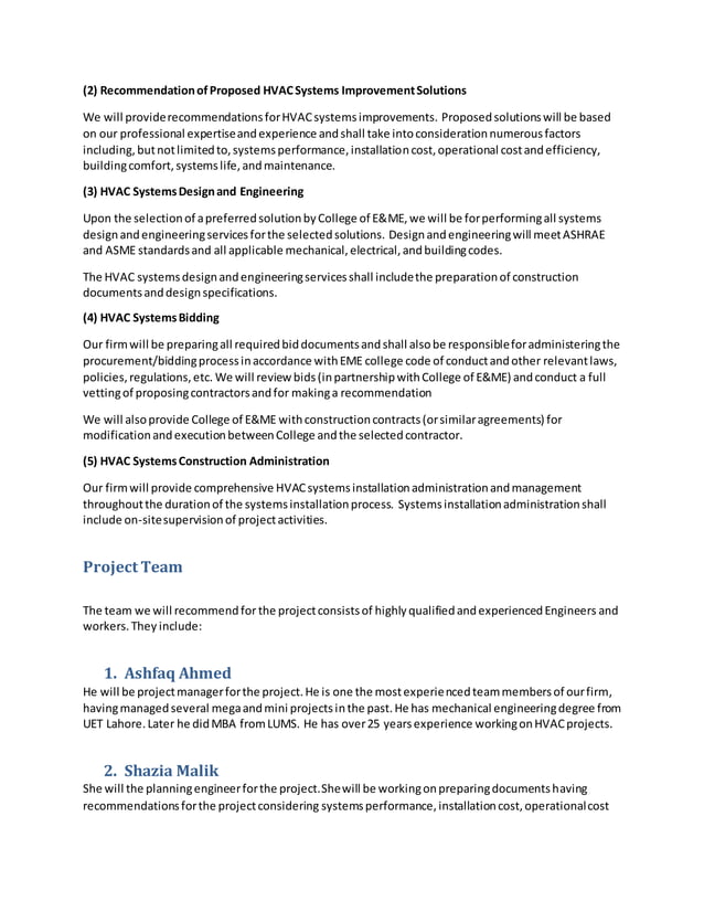 Sample proposal for HVAC improvement | DOCX | Civil Engineering ...