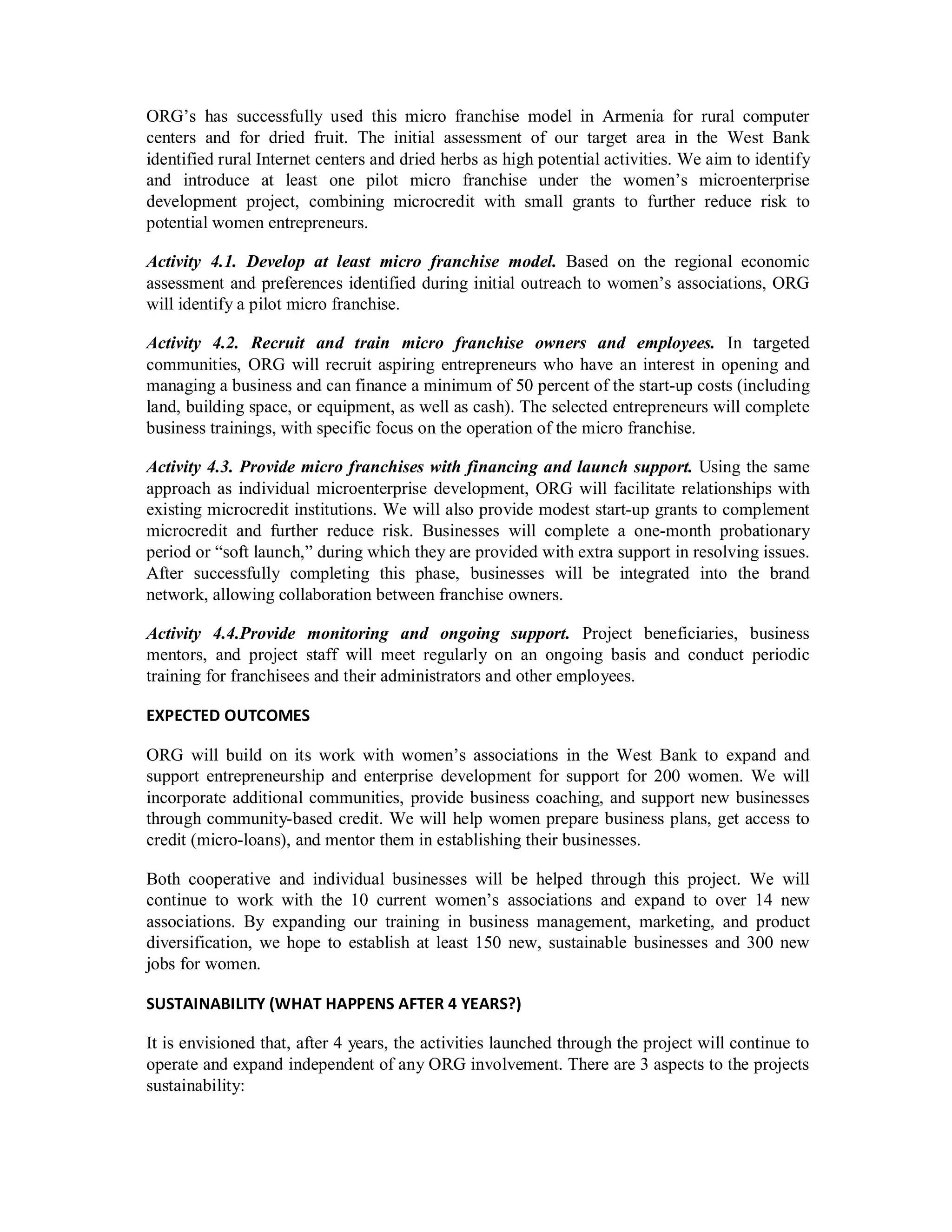 Sample proposal on women's microenterprise development | PDF