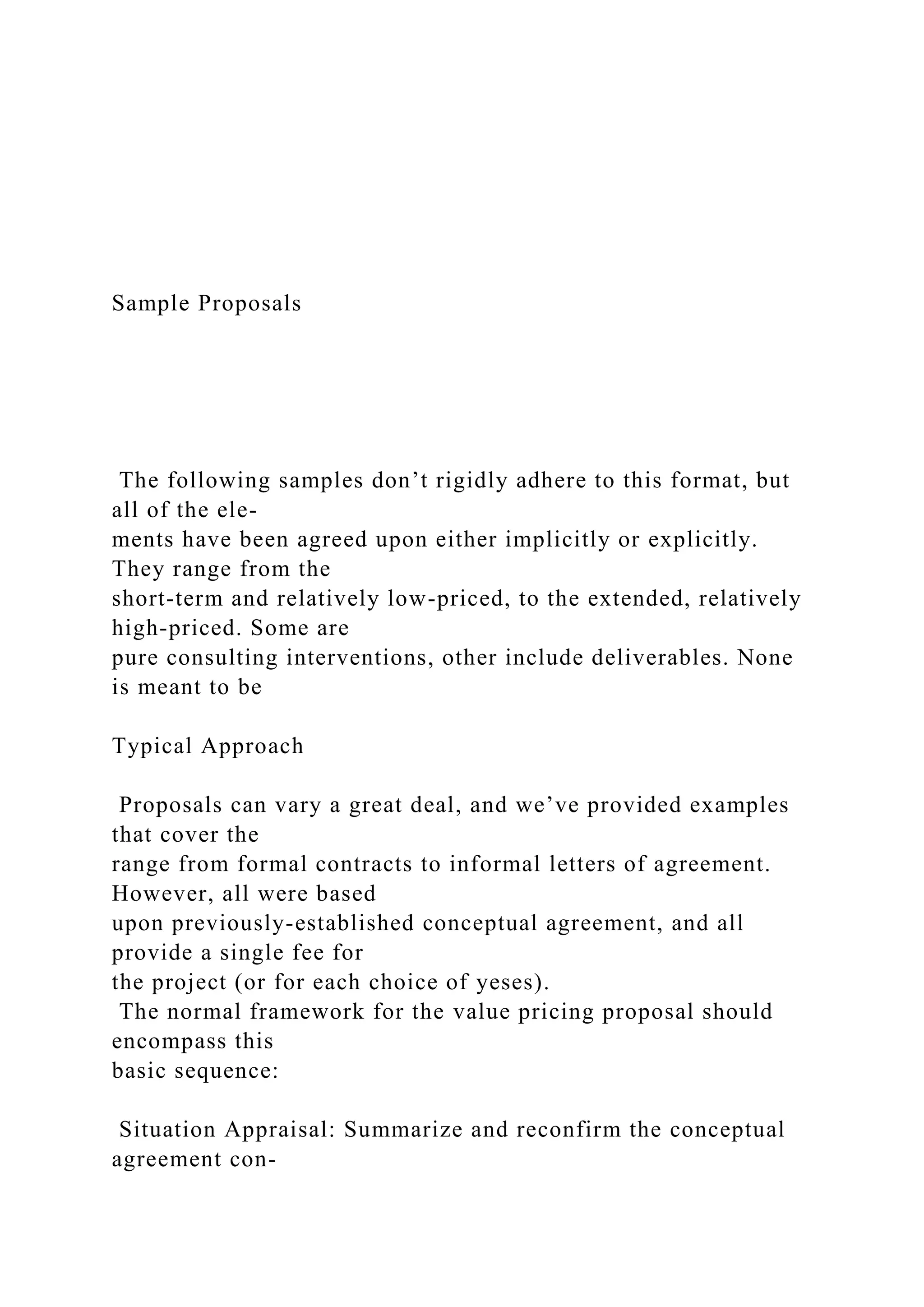Sample Proposals The following samples don’t .docx
