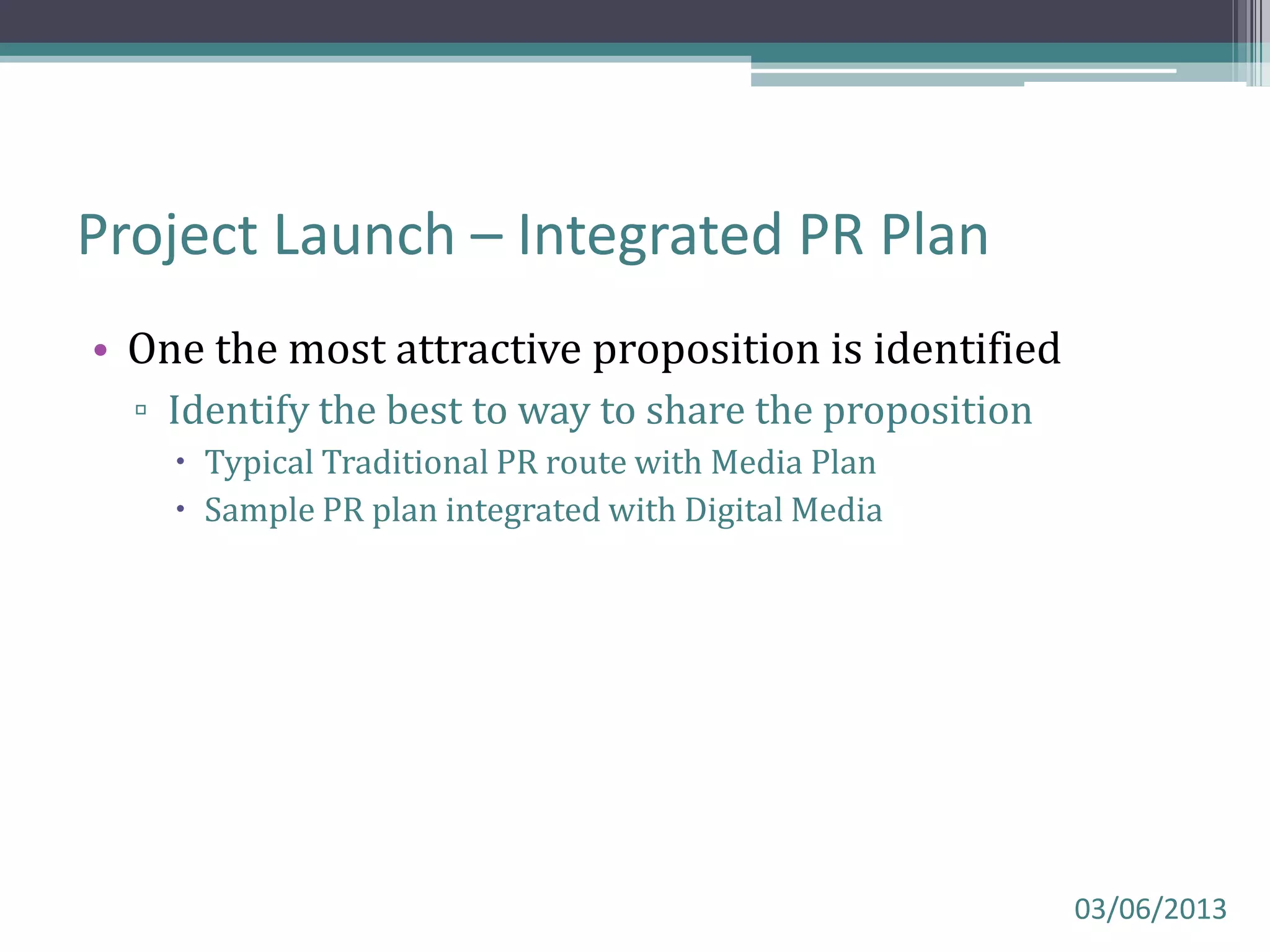 Sample pr plan hiranandani project launch | PPSX | Business | Business ...