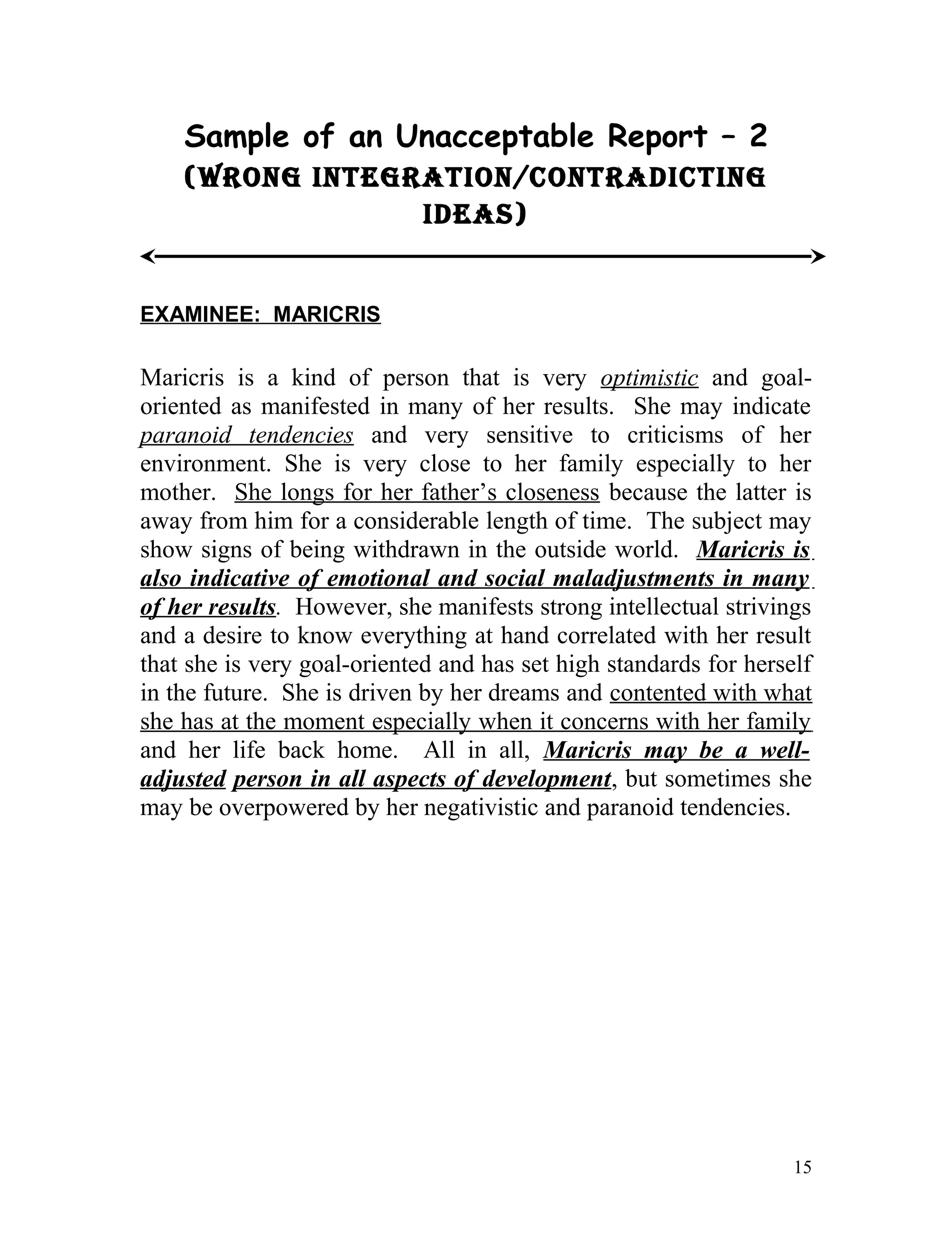 Sample psych reports format | DOC