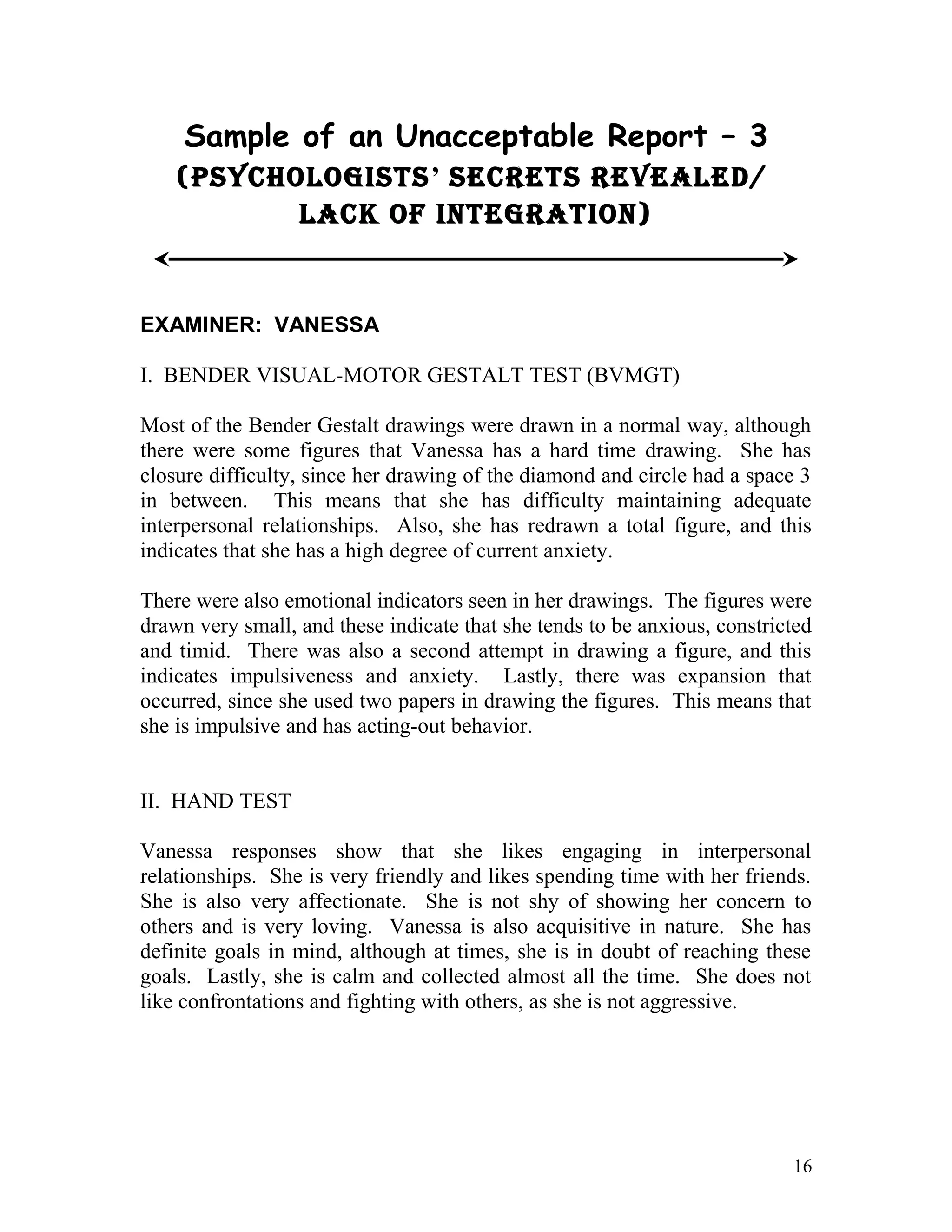 Sample psych reports format | DOC