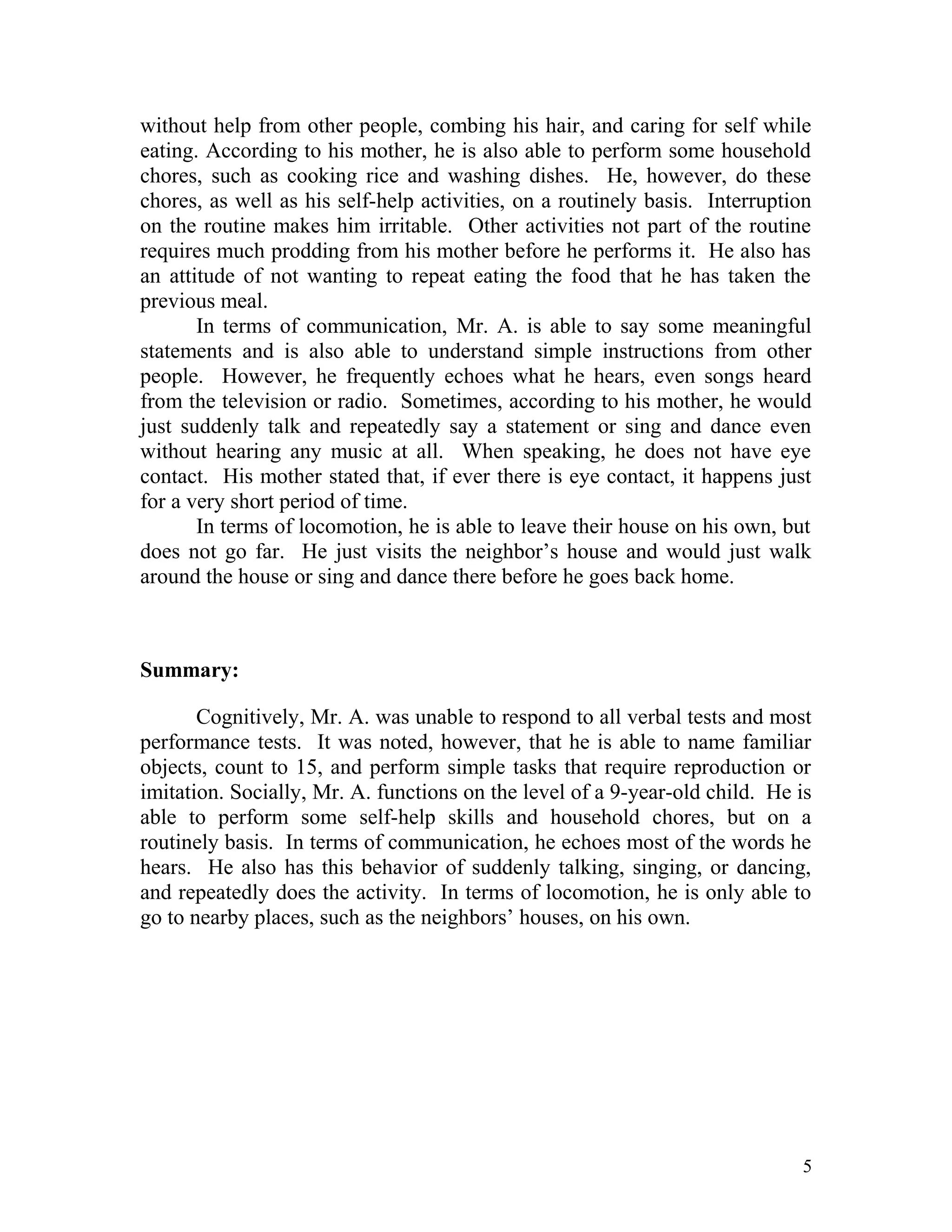 Sample psych reports format | DOC