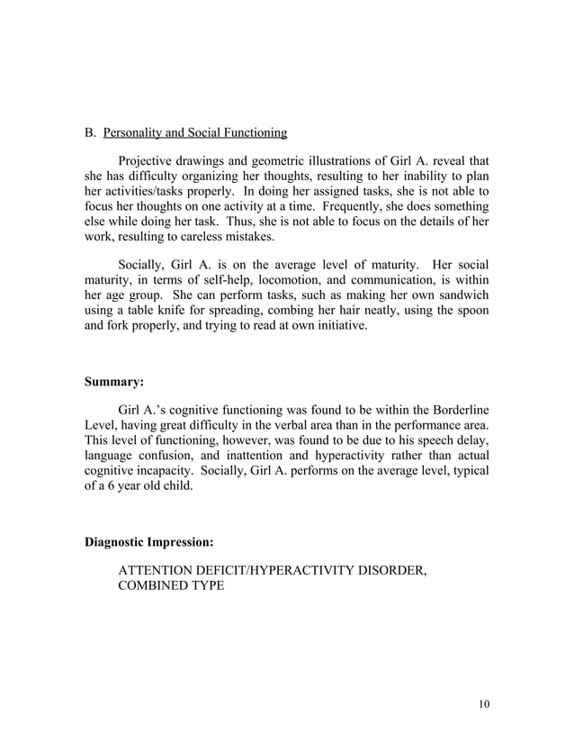 Sample psych reports format | DOC