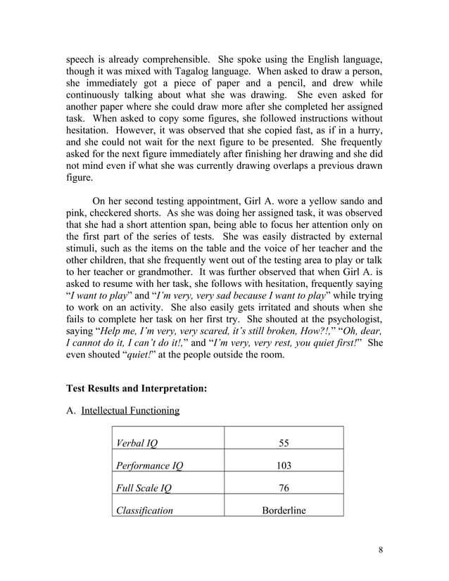 Sample psych reports format | DOC