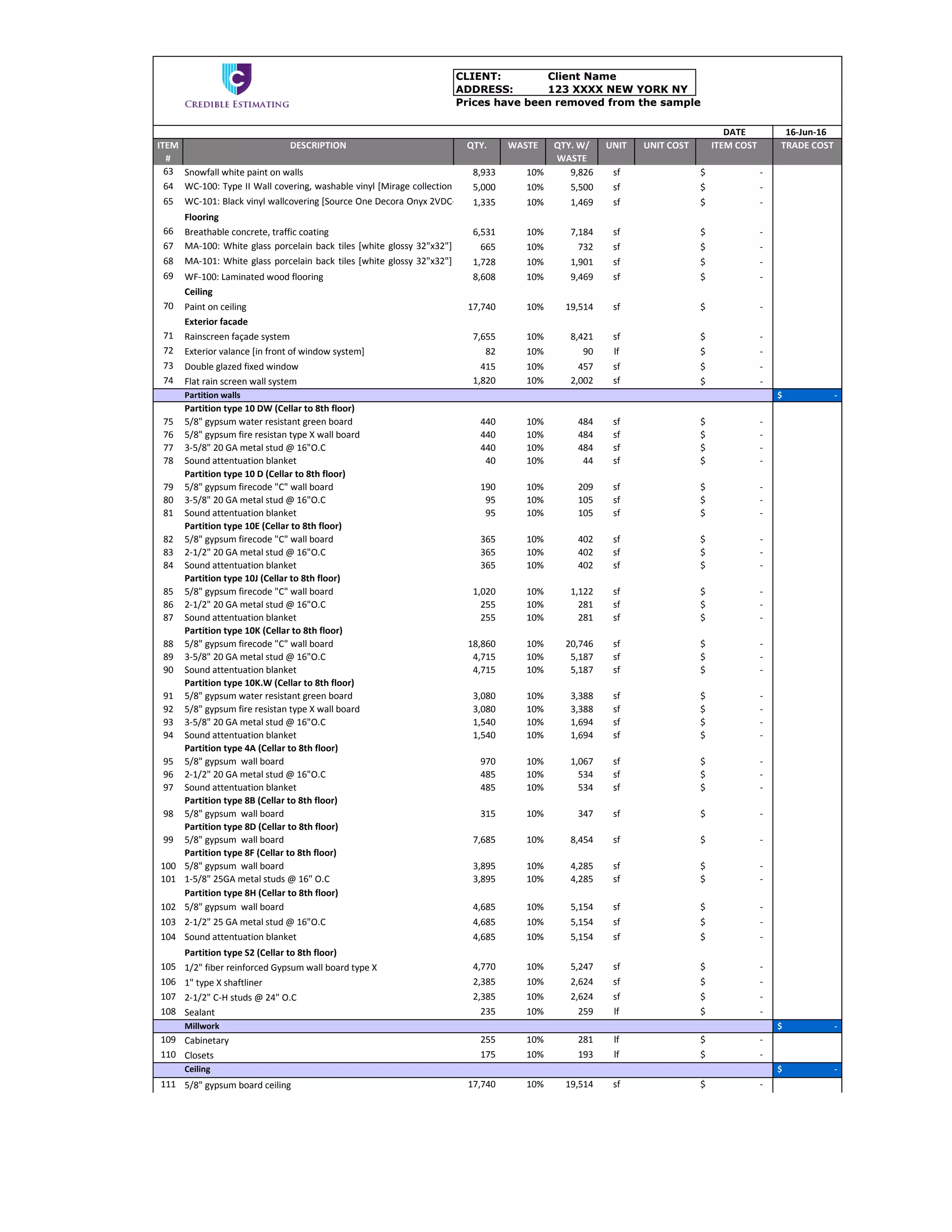 Sample qto credible estimating | PDF