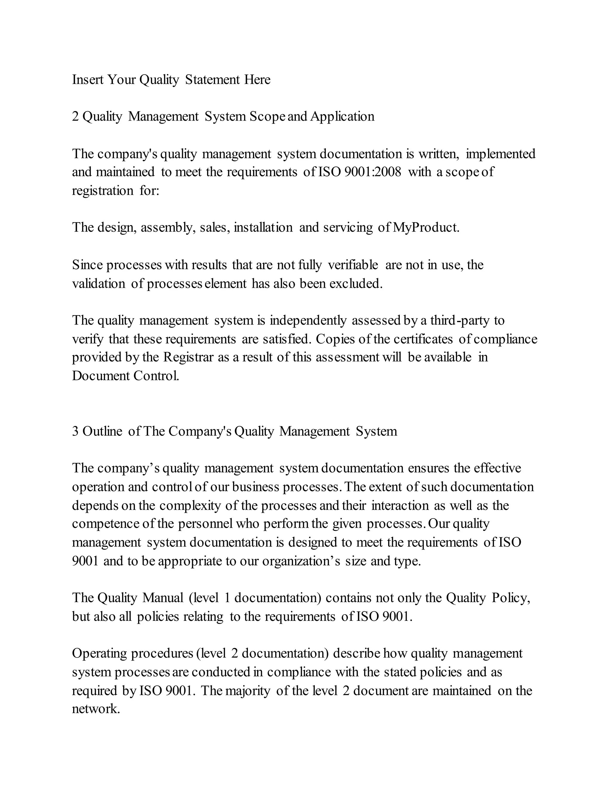 Sample quality management system | DOCX