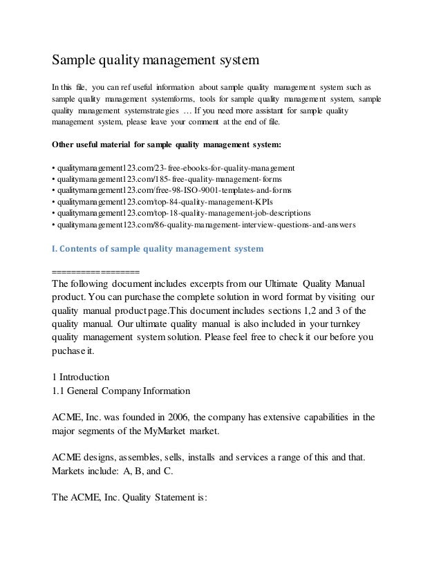 Sample quality management system