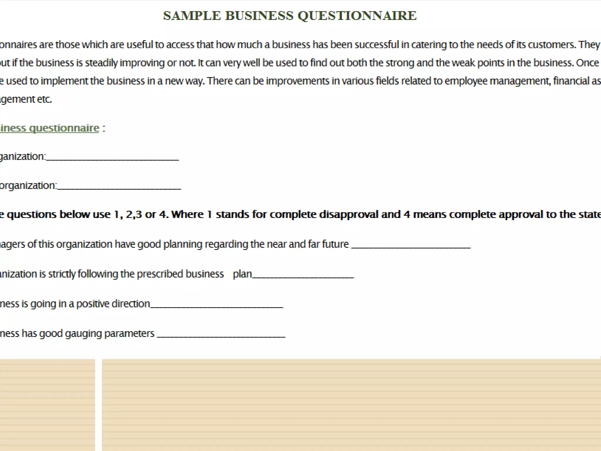 Sample questionnaire | PPSX