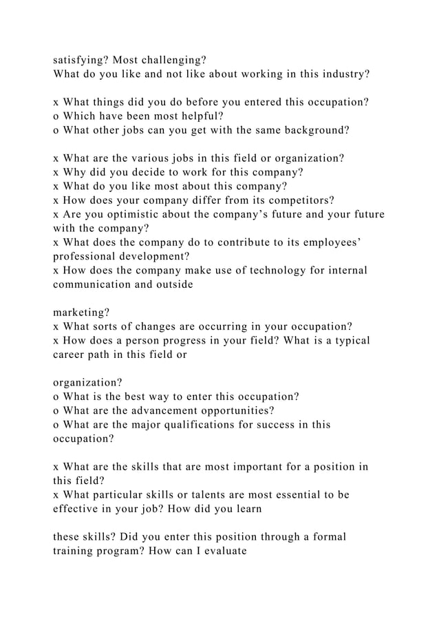 Sample Questions to Ask During an Informational Interview .docx ...