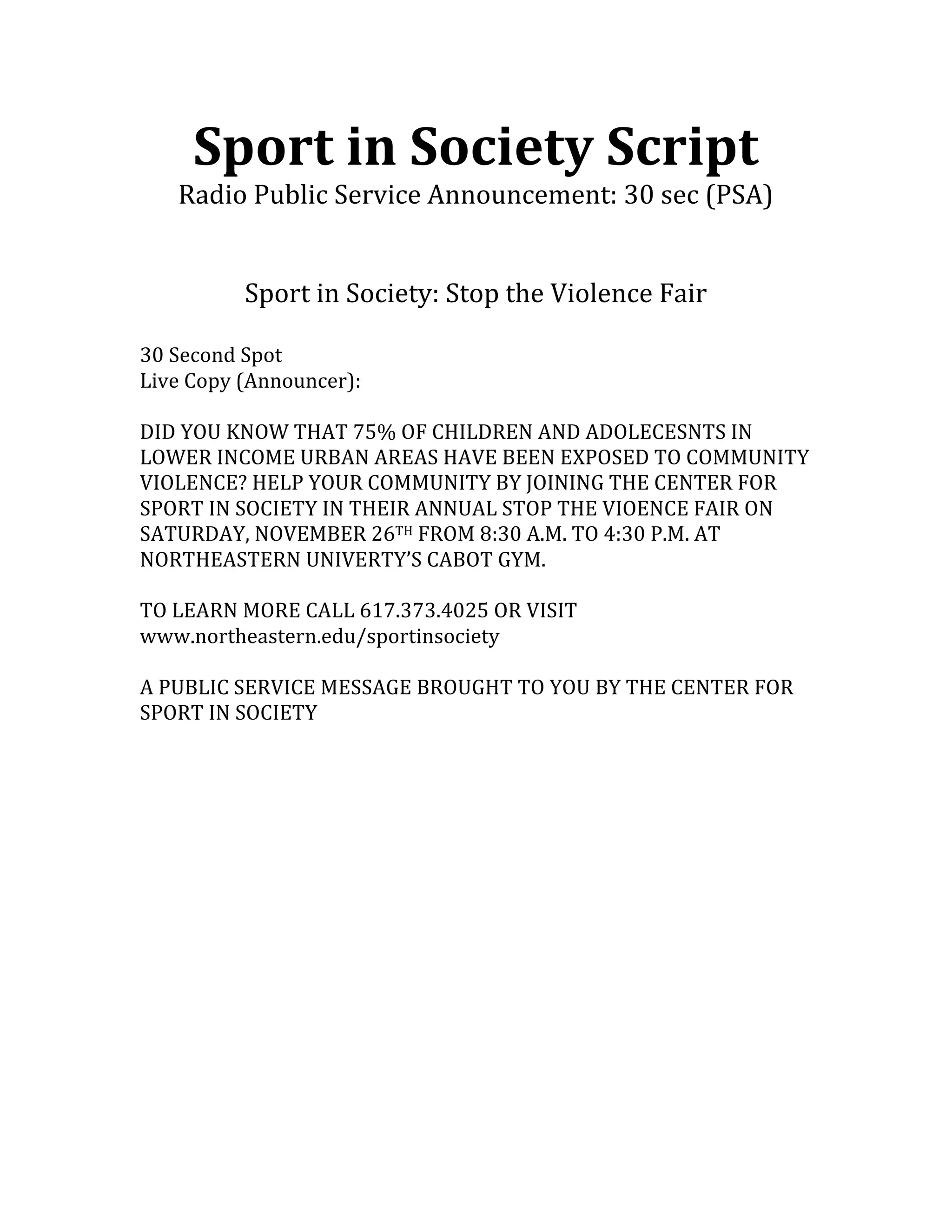 Sample Radio Psa | PDF