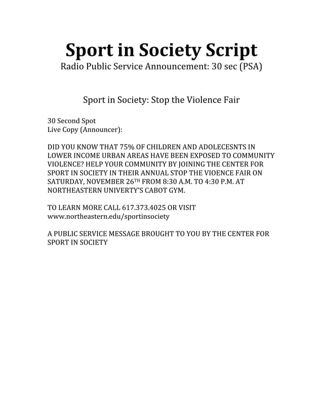 Sample Radio Psa | PDF