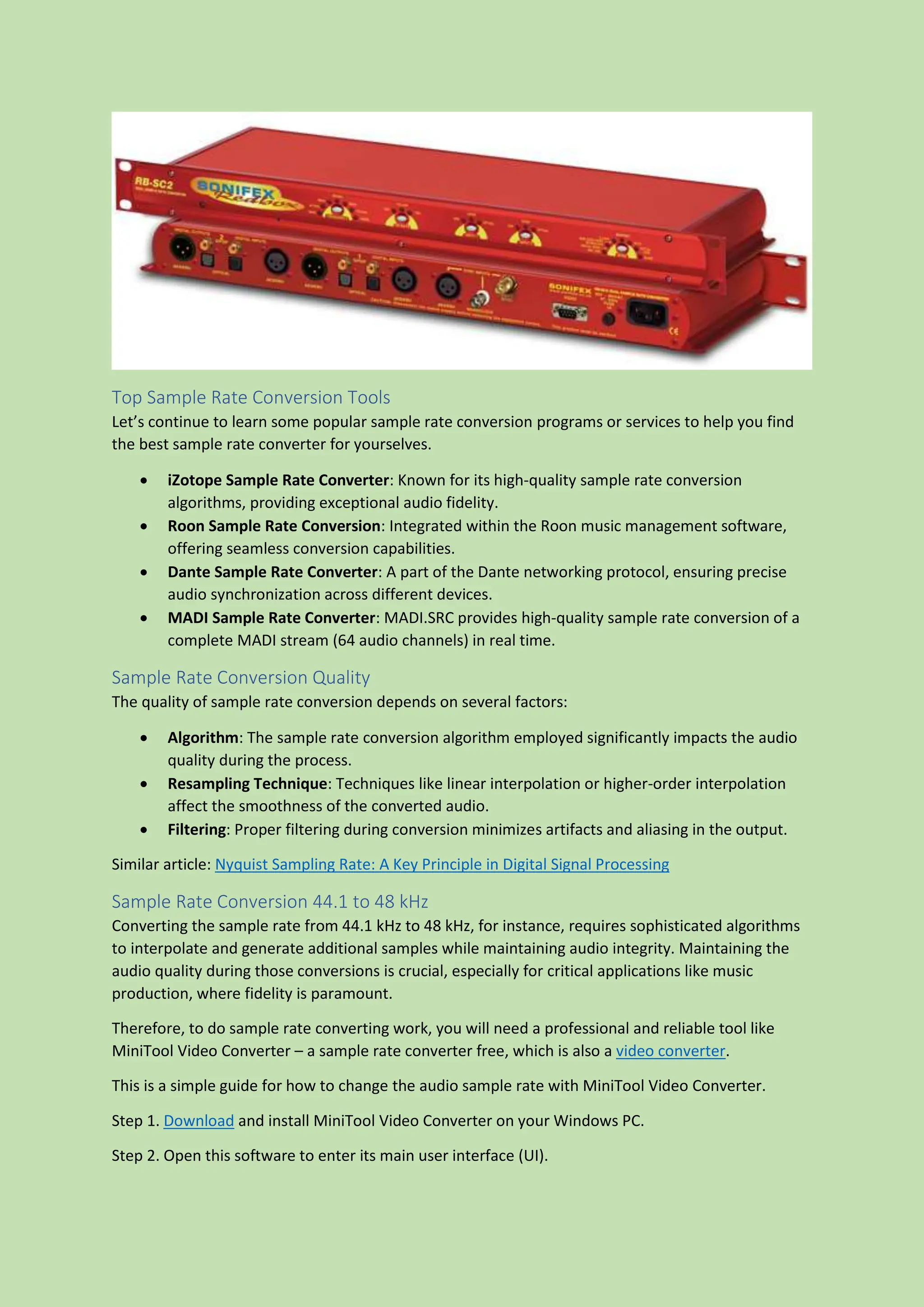 Sample Rate Converters for Different Formats, Platforms, Purposes.docx