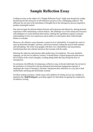 Sample Reflection Essay | PDF | Homework and Study | Education
