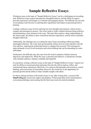 Sample Reflective Essays | PDF