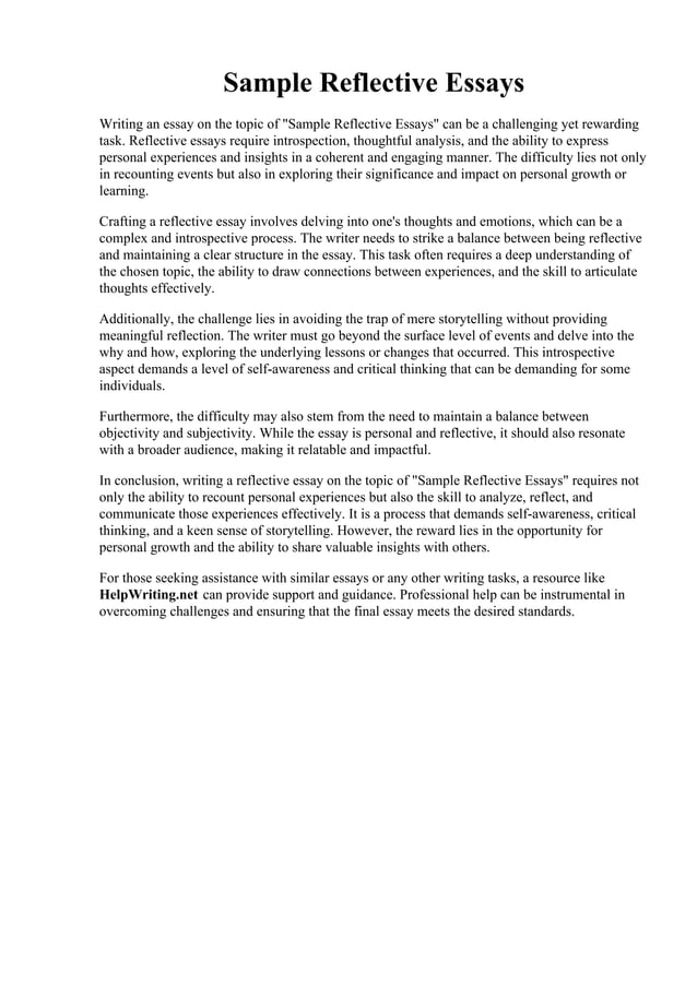 Sample Reflective Essays | PDF