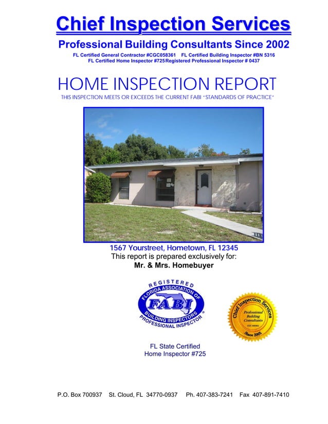 Sample Home Inspection Report. | PDF