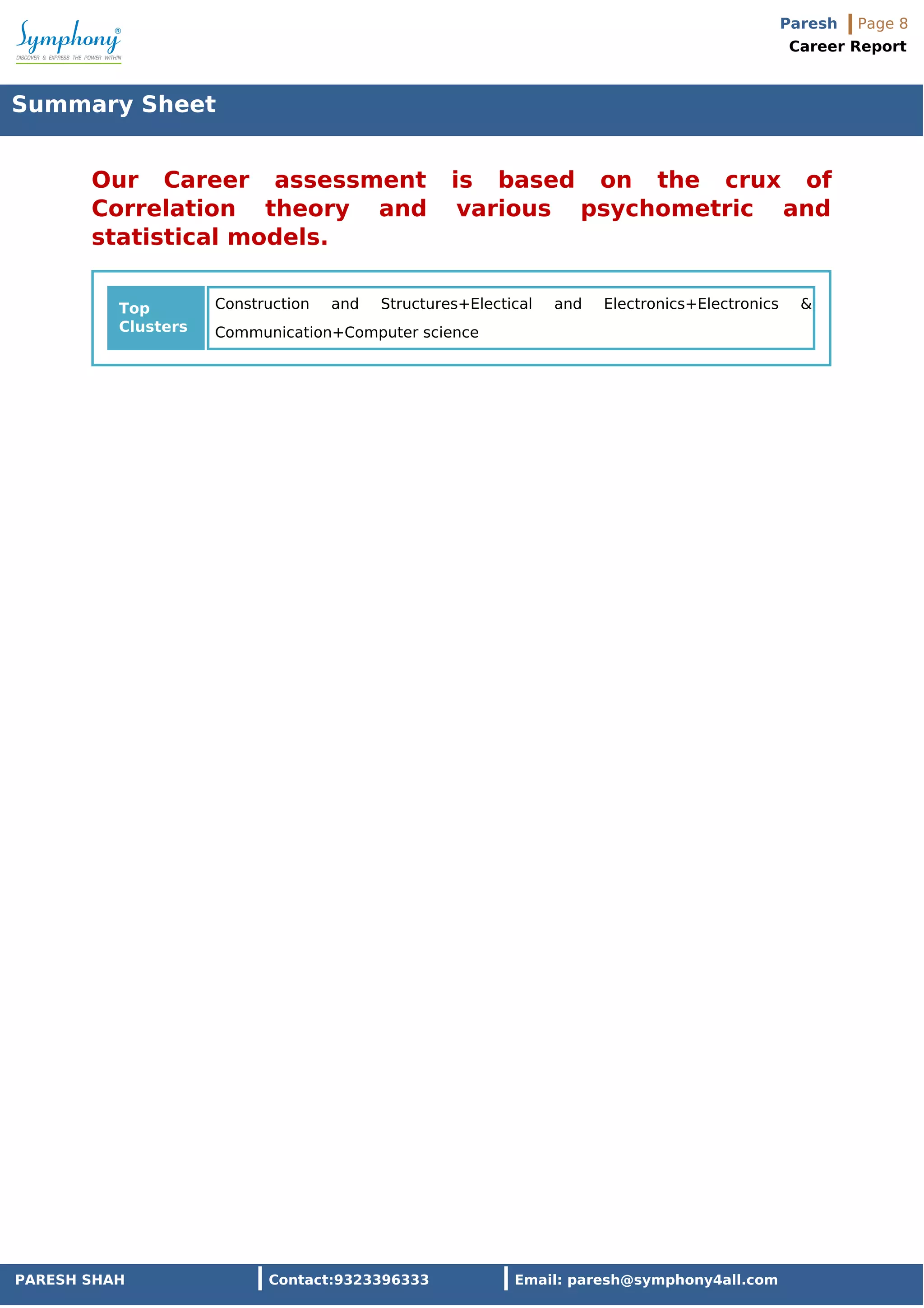 COMPREHENSIVE ASSESSMENT TOOL FOR CAREER COUNSELORS - 5 | PDF