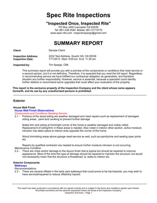 Sample Home Inspection Report | PDF