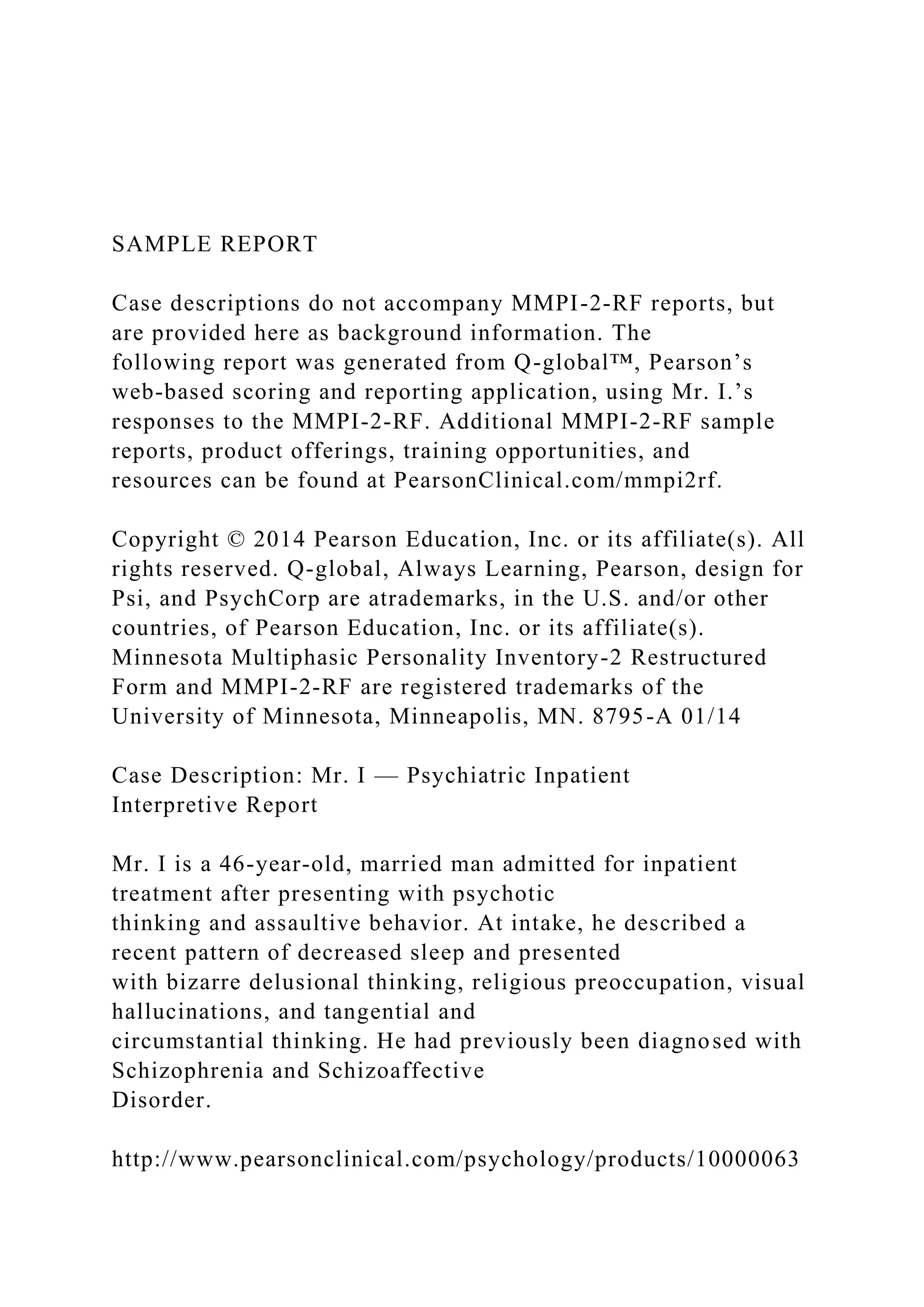 SAMPLE REPORTCase descriptions do not accompany MMPI-2-RF .docx