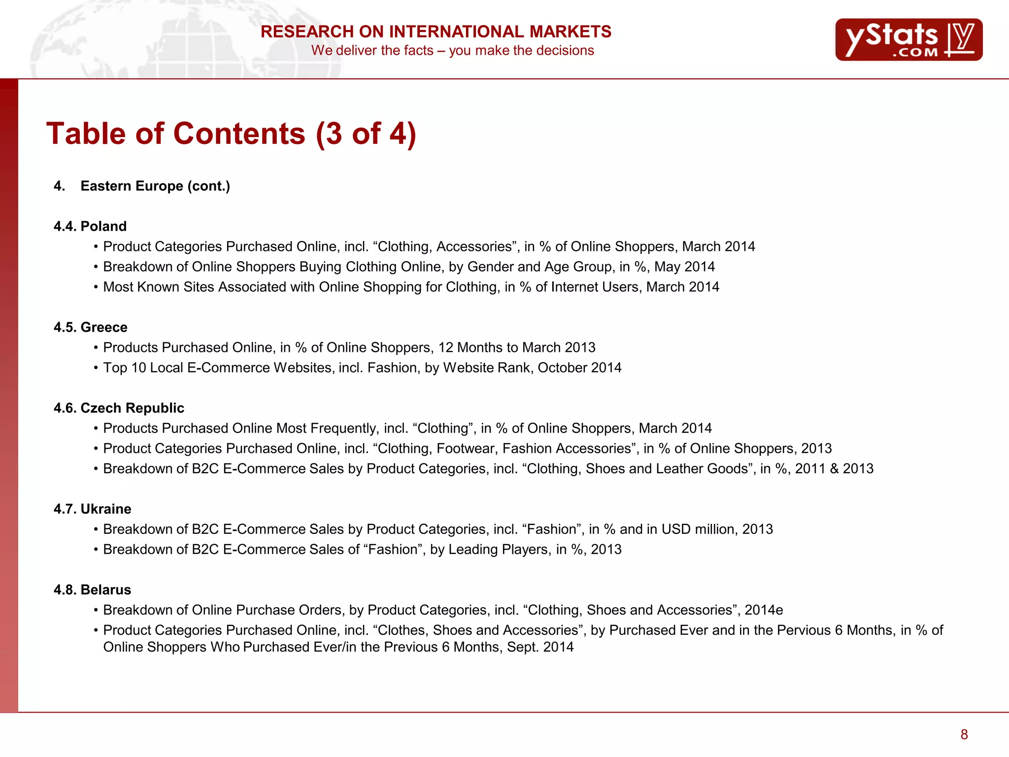Sample Report: Eastern Europe Clothing B2C E-Commerce Market 2015 | PPT